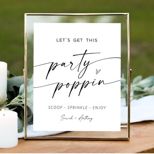 Minimalist Popcorn Bar Sign, Let's Get This Party Poppin Sign, Popcorn ...