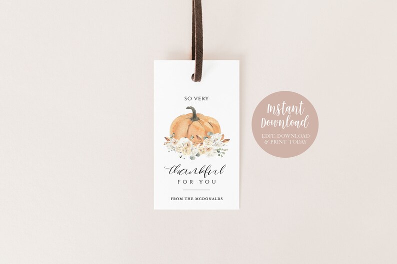 Fall Thankful Gift Tag, Printable Thankful Tag, Friendsgiving Tag ...