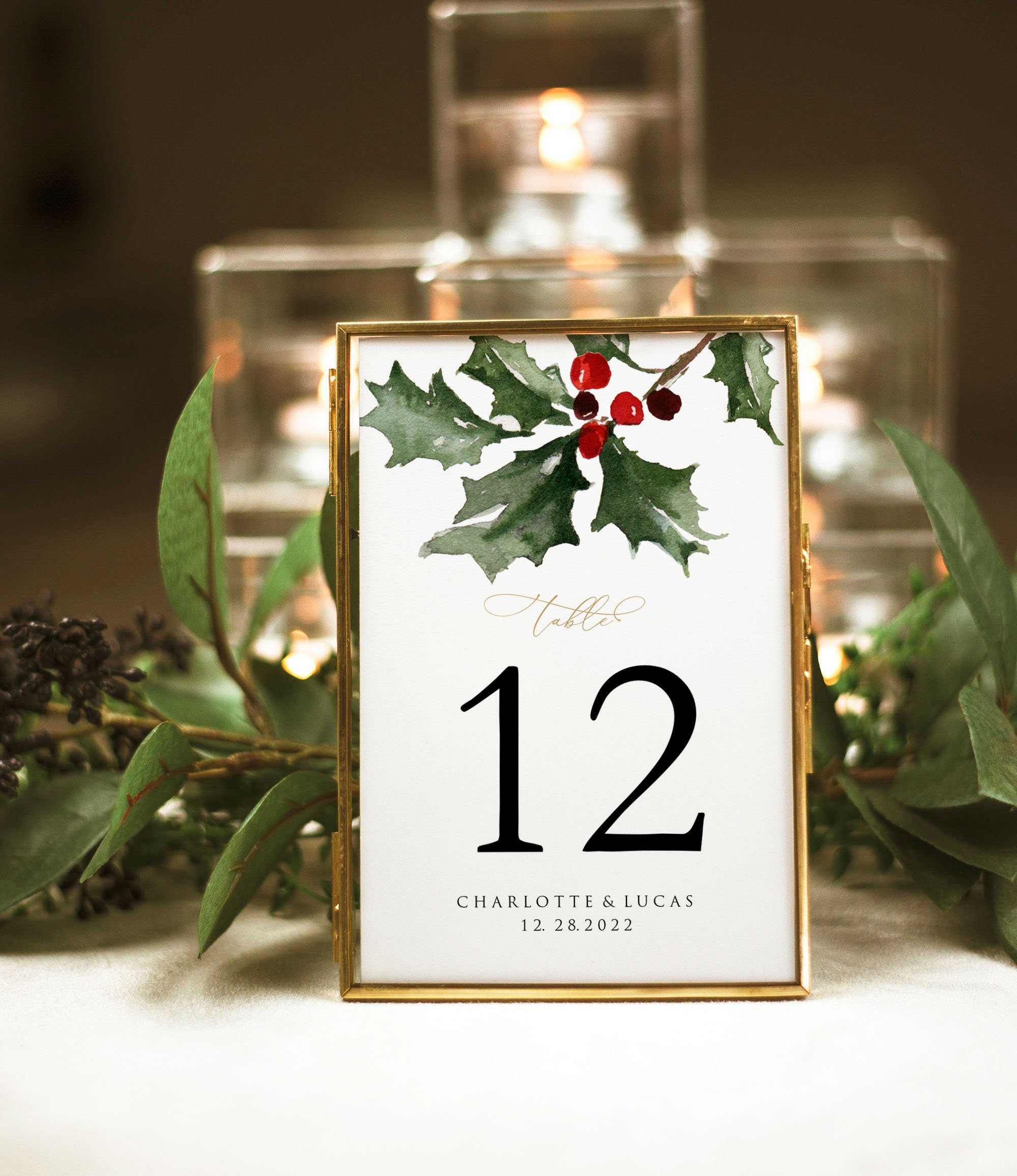 Christmas Printable Table Numbers, Holiday Table Numbers, 5x7, Templett ...