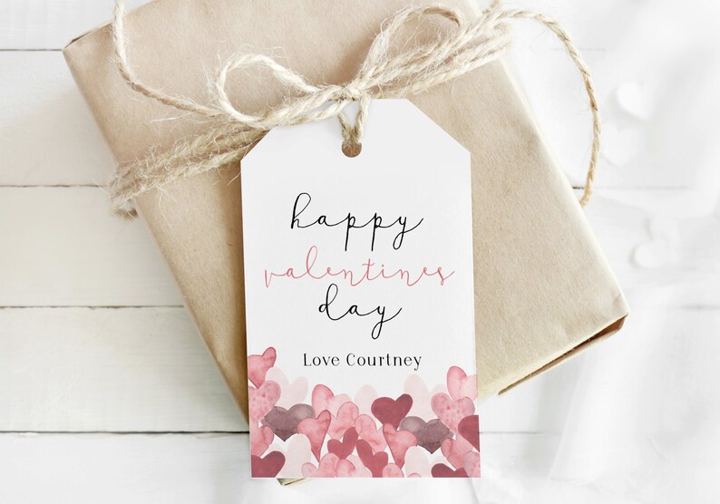 Valentines Day Hearts Tag Pink Hearts Tag Printable | Etsy