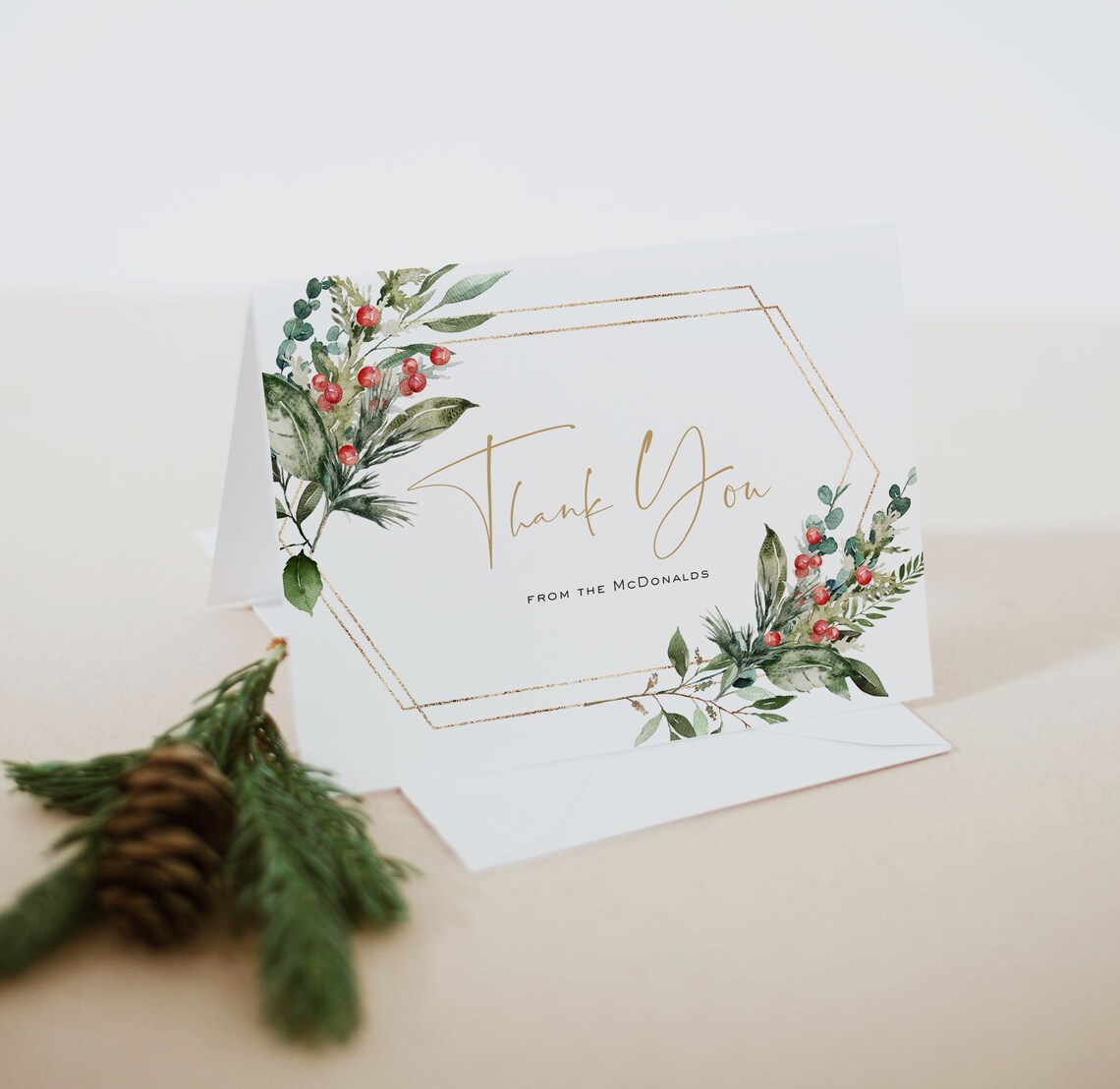 Christmas Thank You Card Template Thank You Card Printable - Etsy