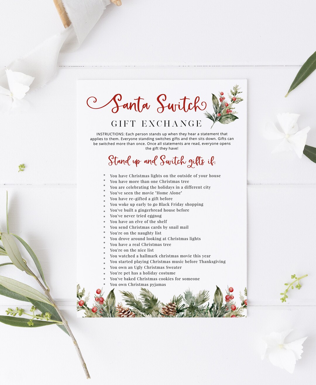 Santa Switch Gift Exchange Game, Secret Santa Game, Santa Switch Game ...