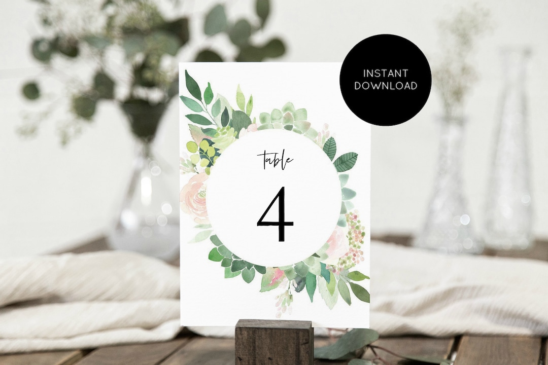 Succulent Table Numbers, Printable Table Numbers, 5x7, 8x10, Table ...