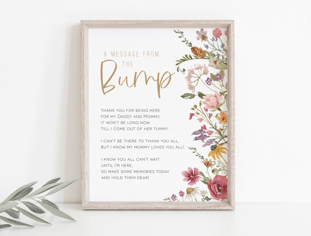 Message From the Bump Sign, Wildflower Baby Message Sign, Baby Bump ...