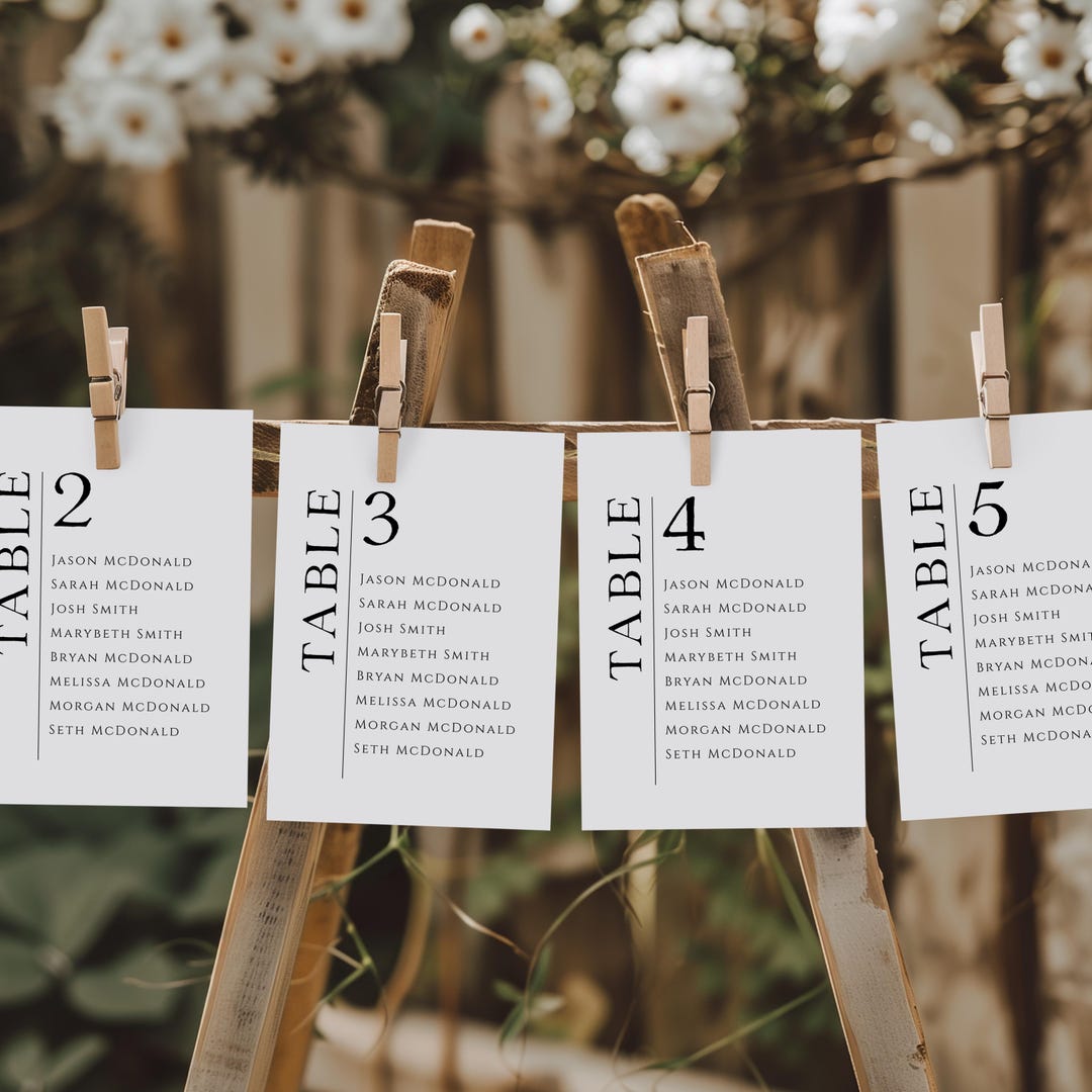 Modern Seating Chart Cards, Table Seating Chart, Wedding Seating Cards ...