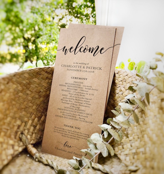 Rustic Wedding Ceremony Program Examples