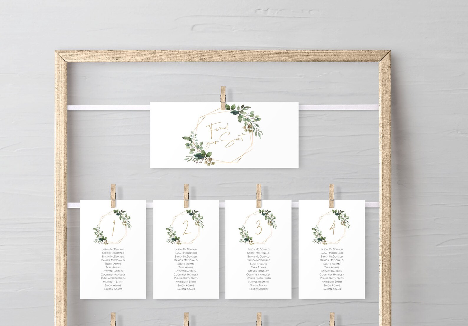 Greenery Seating Chart Cards Seating Chart Wedding Geometric | Etsy