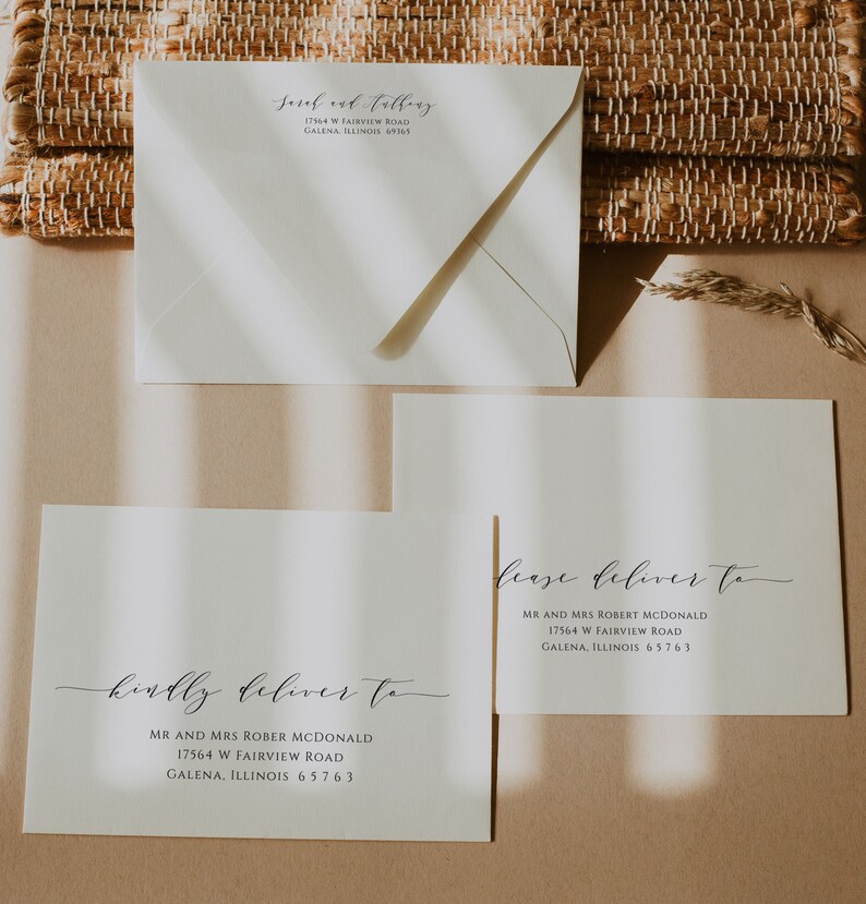 Wedding Envelope Template Address Script Printable Envelope | Etsy