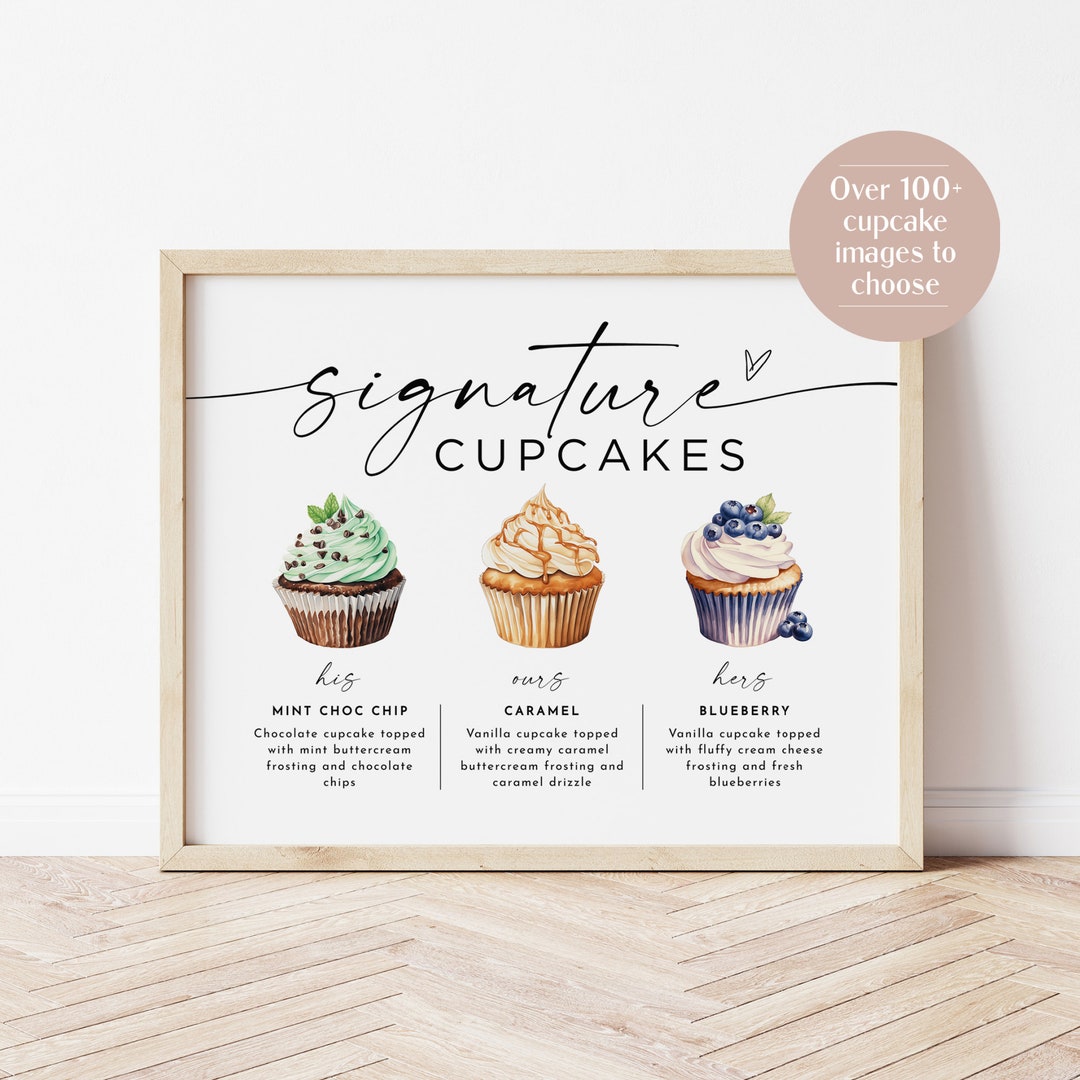 Signature Cupcakes Sign, Editable Wedding Cupcake Sign, Wedding Dessert ...