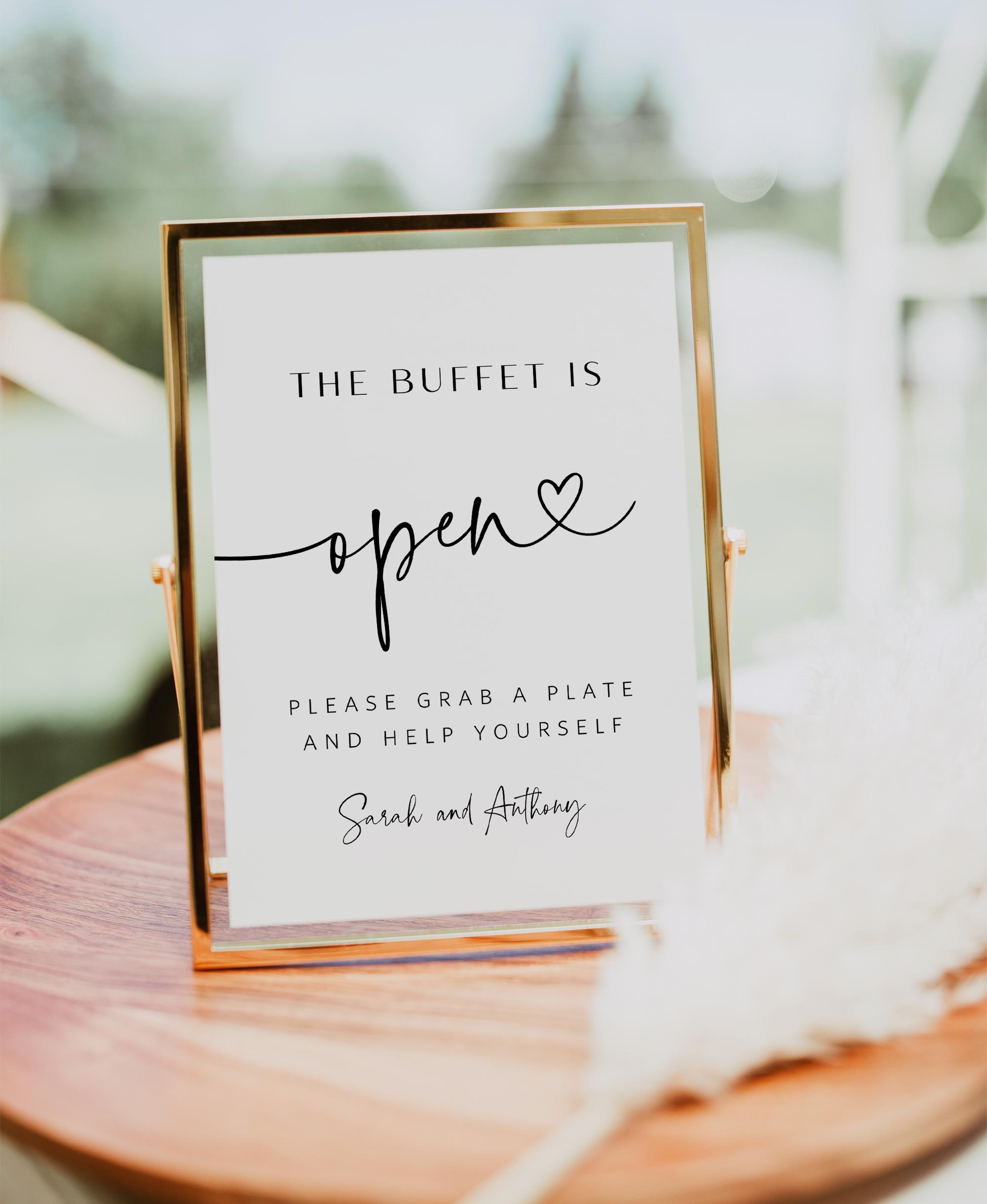 Modern Buffet Table Sign, Buffet is Open Wedding Template, Food Buffet ...