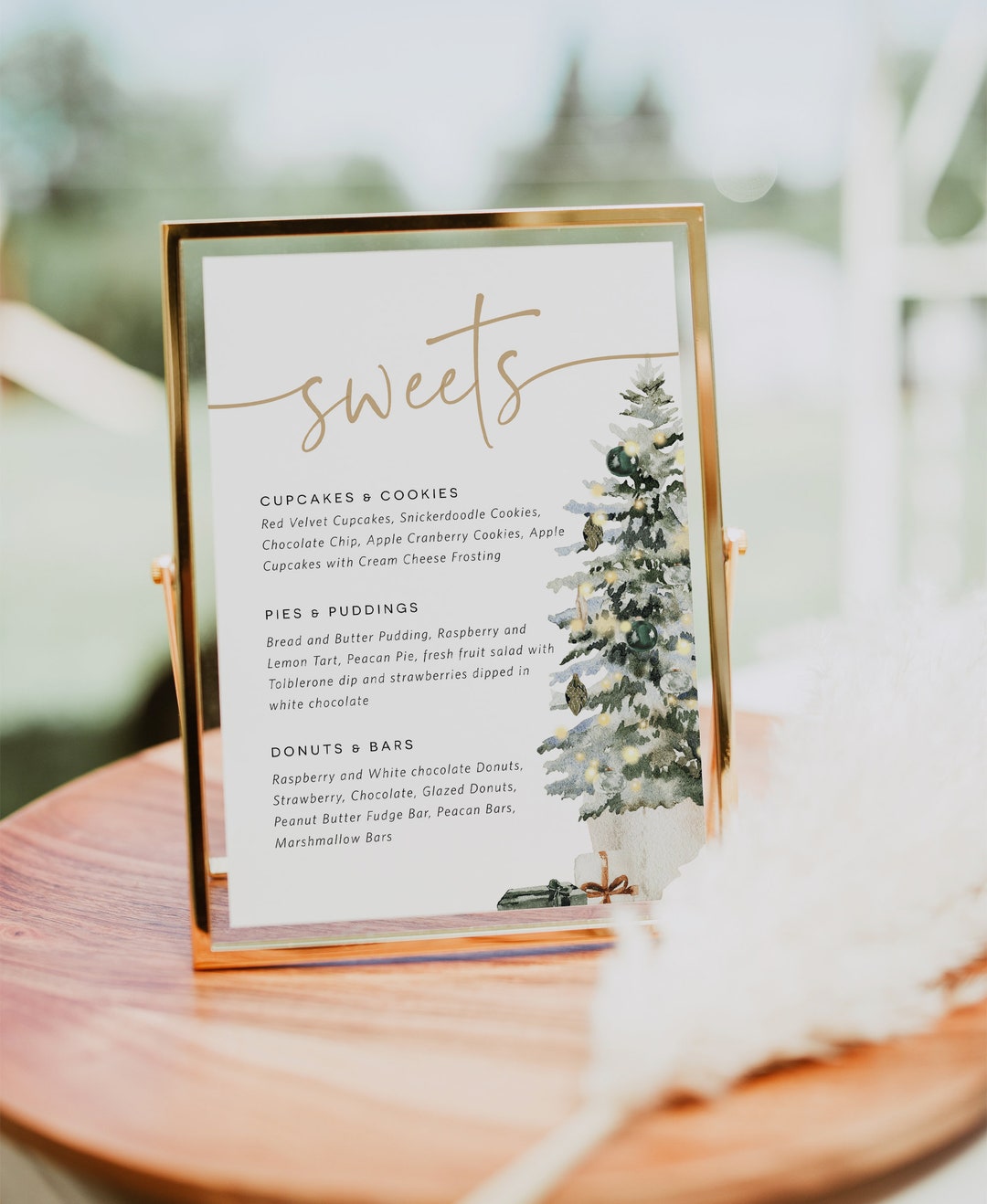 Sweets Menu Sign, Christmas Desserts Sign Template, Printable Sweets ...