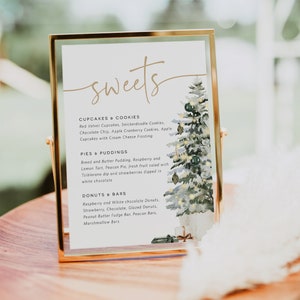 Sweets Menu Sign, Christmas Desserts Sign Template, Printable Sweets ...