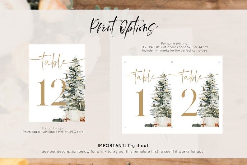 Christmas Printable Table Numbers, Holiday Table Numbers, 5x7 & 4x6 ...