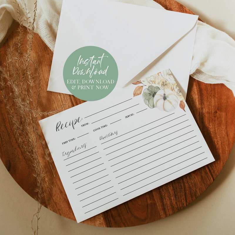 Fall Recipe Cards - Etsy