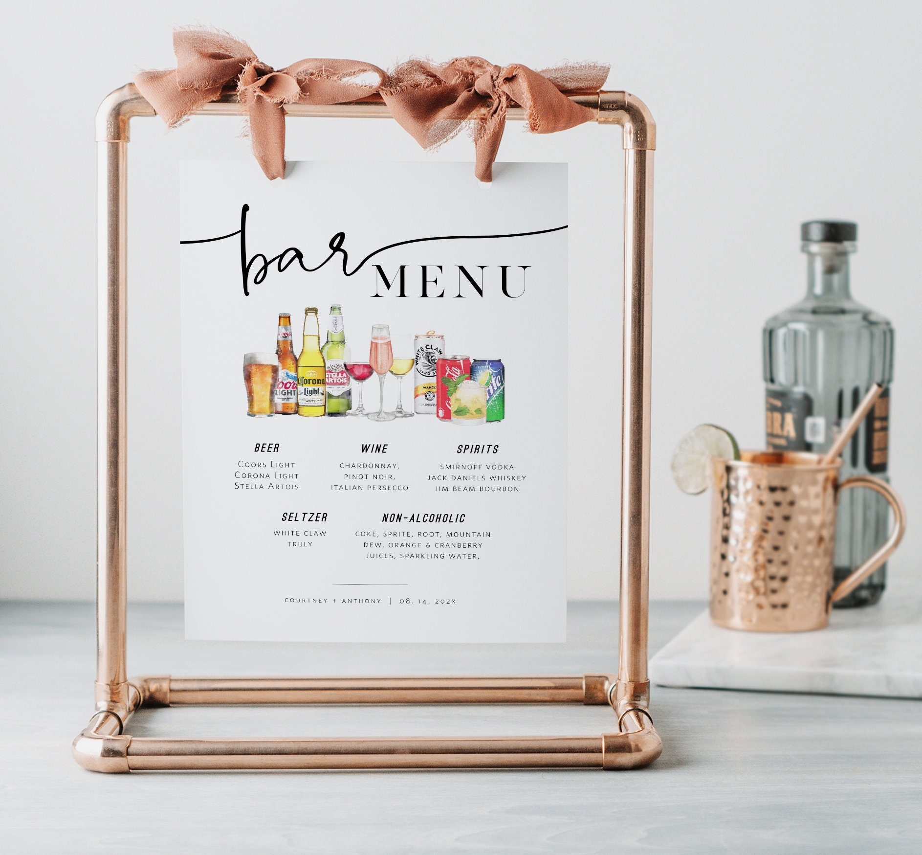 Minimalist Bar Sign, Printable Bar Menu Template, Editable Bar Sign, 4 ...