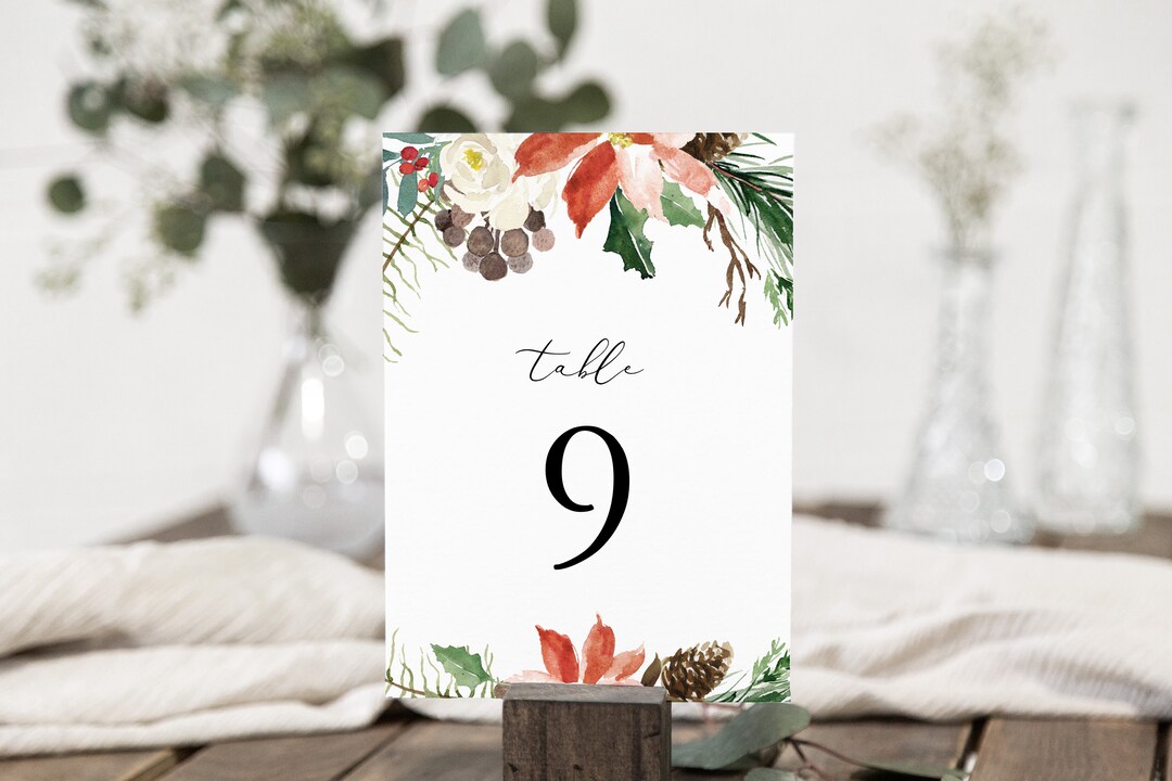 Christmas Table Numbers, Printable Table Numbers Template, Rustic ...