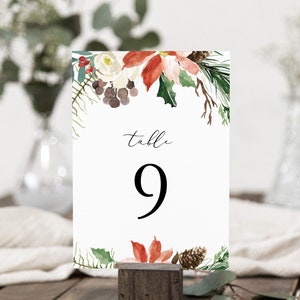 Christmas Table Numbers, Printable Table Numbers Template, Rustic ...
