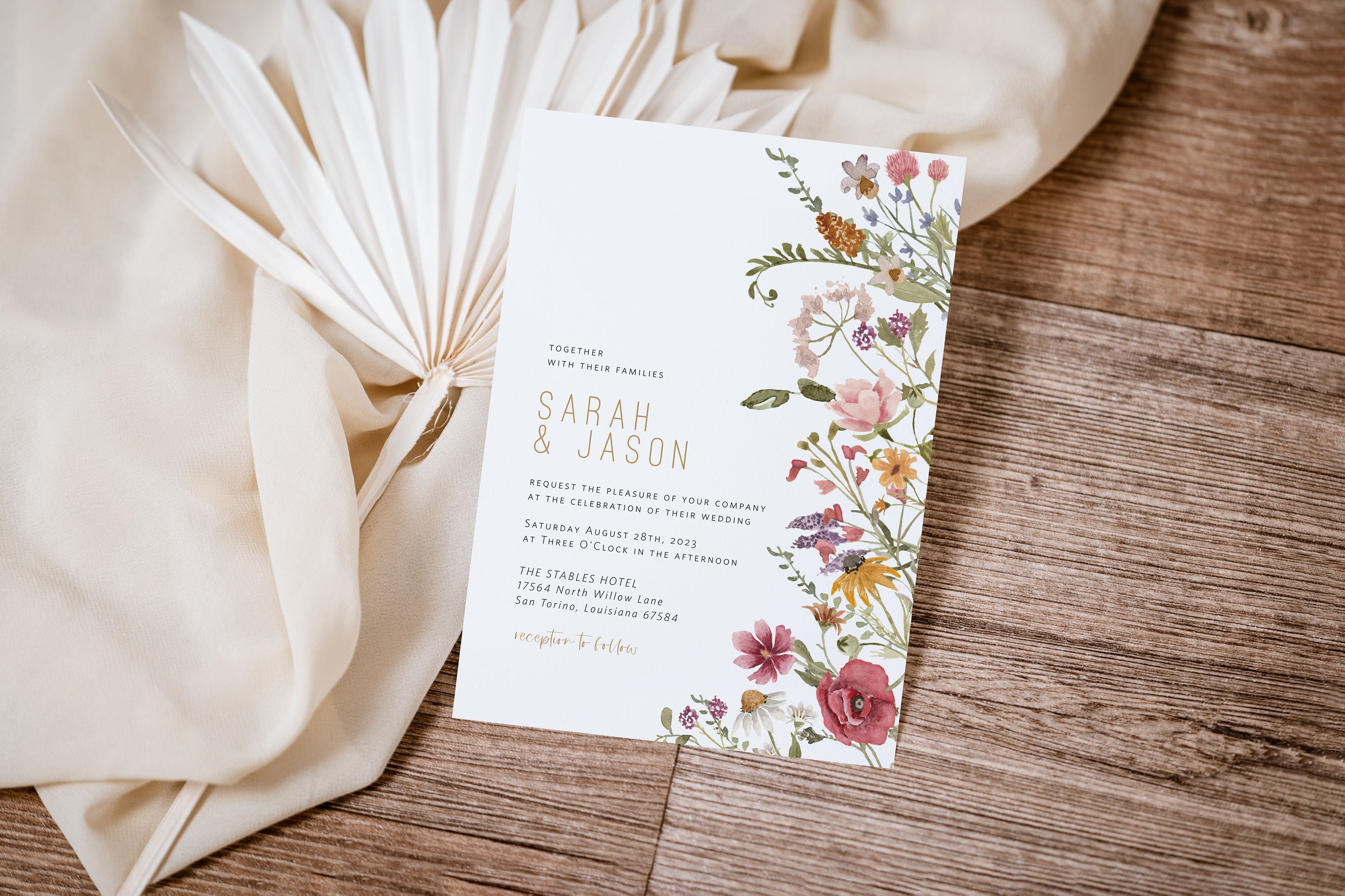 Boho Wedding Invitation Wildflower Wedding Invitation - Etsy