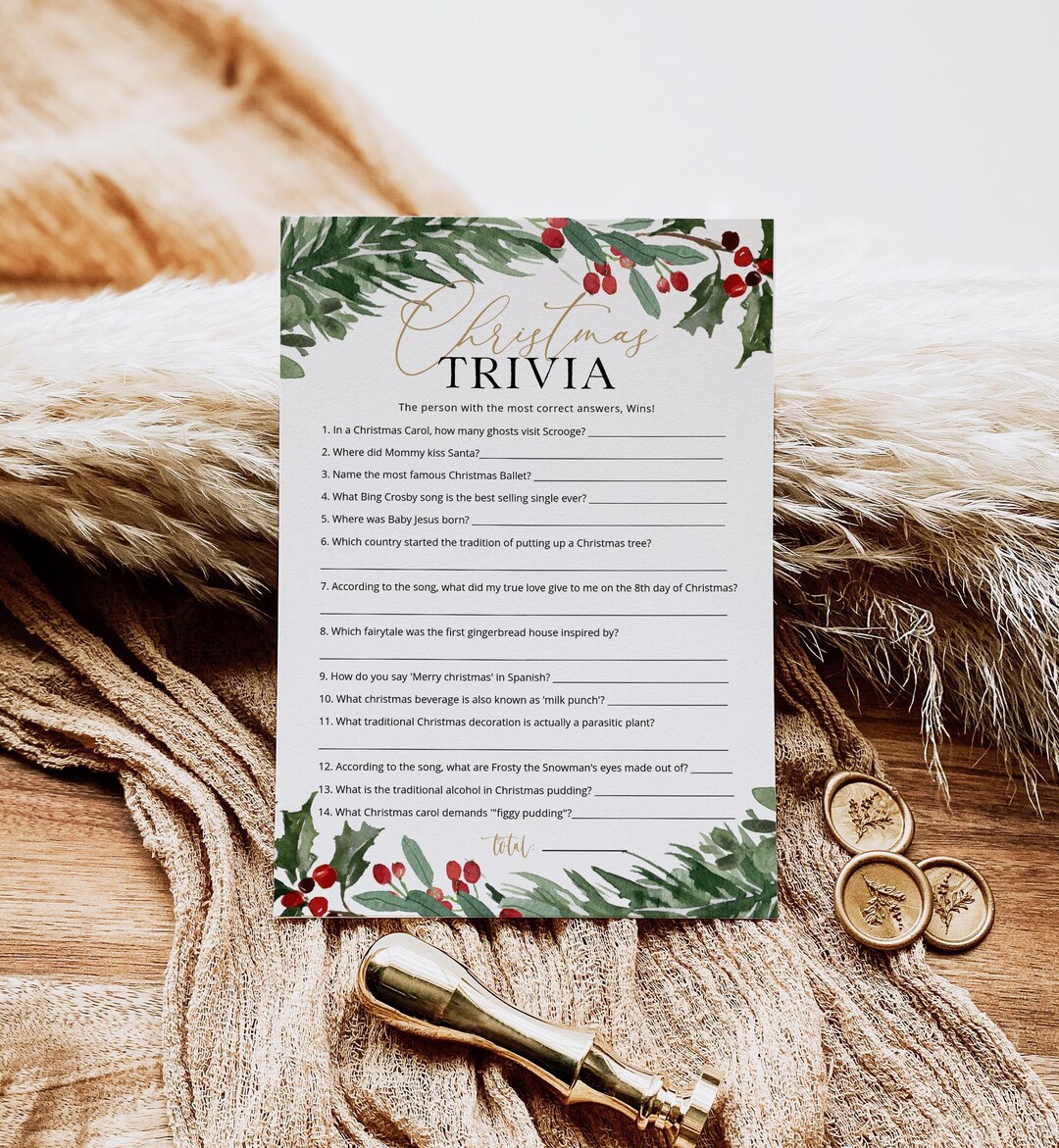 Christmas Trivia Game, Holiday Party Game, Chrsitmas Trivia Card ...