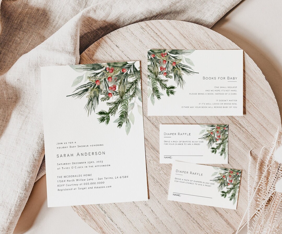 Christmas Baby Shower Invitation, Baby Shower Bundle, Baby Shower ...
