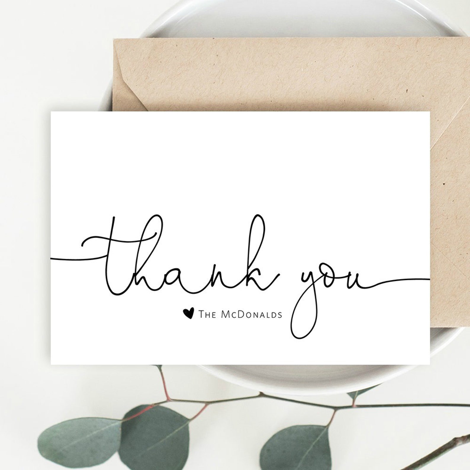 Script Thank You Card Template Thank You Card Printable | Etsy Canada