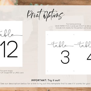 Script Wedding Table Numbers Printable, Table Numbers Template ...