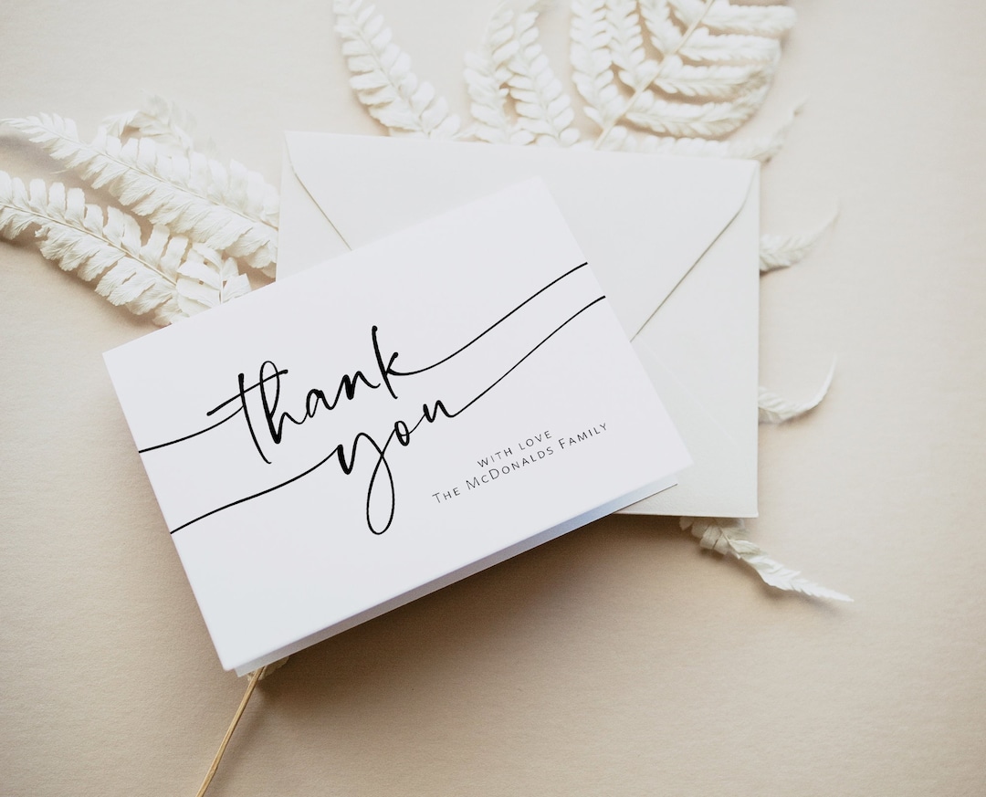 Modern Thank You Card Template, Thank You Card Printable, Calligraphy ...