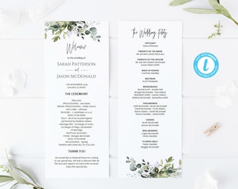 Greenery Wedding Program | Etsy