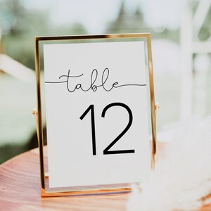 Script Wedding Table Numbers Printable, Table Numbers Template ...
