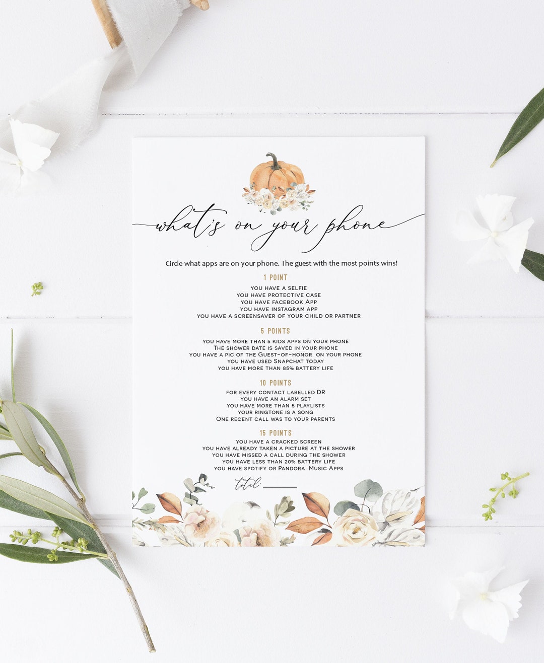 Pumpkin What's on Your Phone? Game, Printable Phone Apps Game, Editable ...