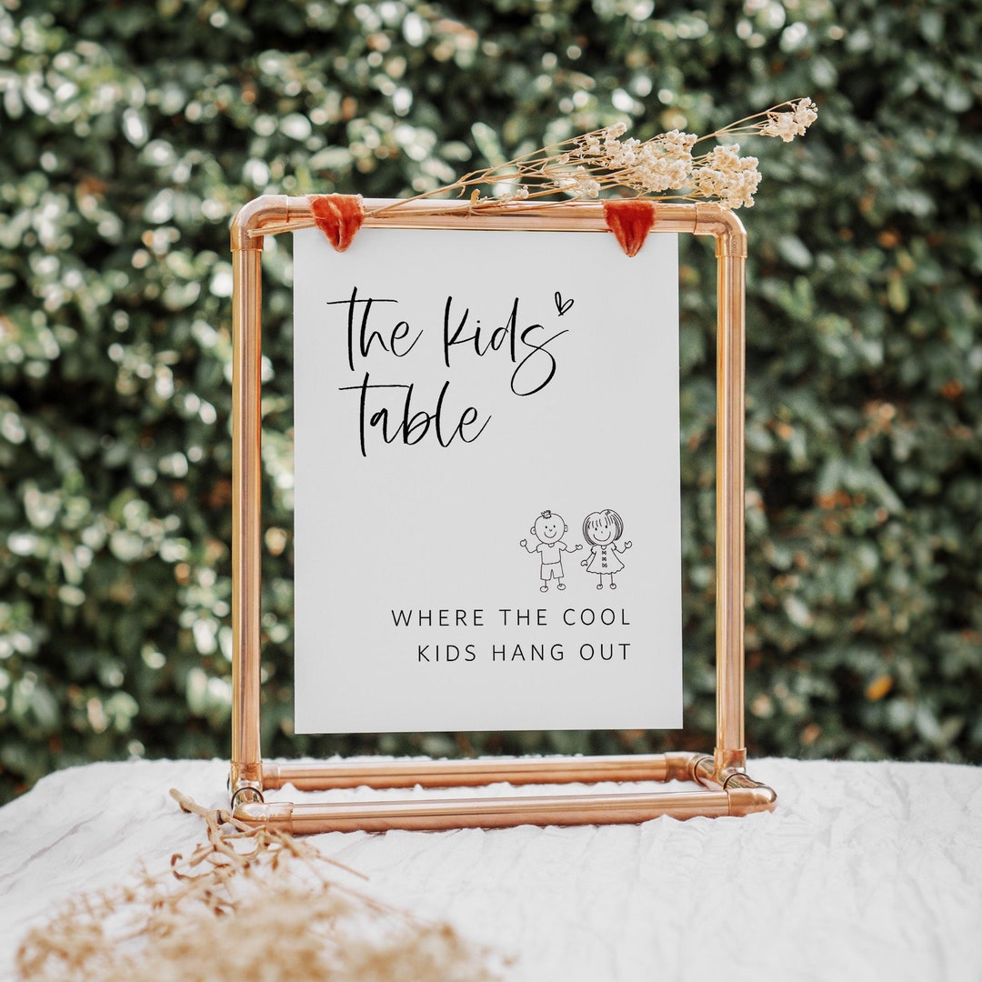 Kids Table Sign, Minimalist Wedding Children's Table Sign, Printable ...