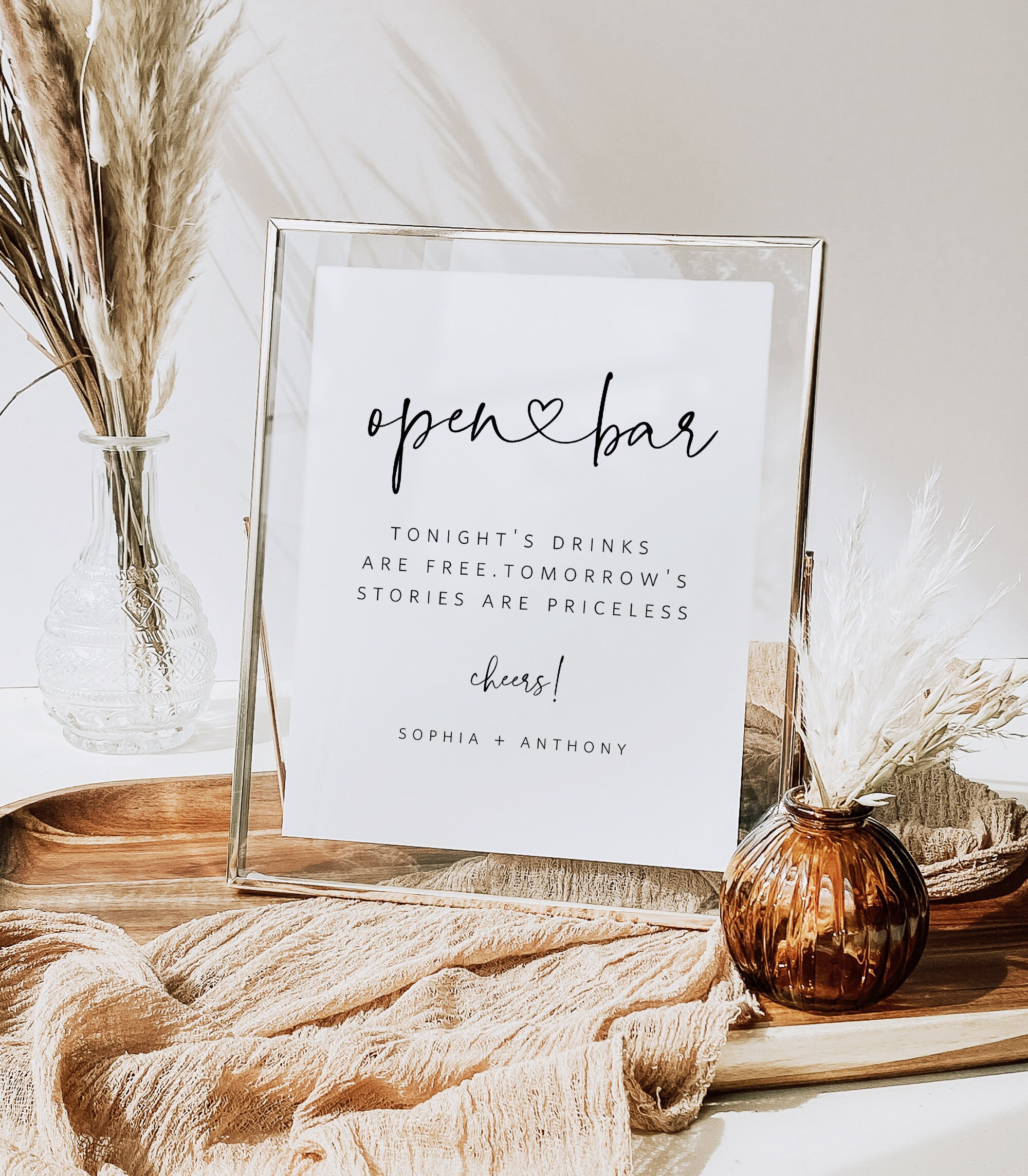 Minimalist Open Bar Sign Wedding Bar Sign Printable Wedding | Etsy