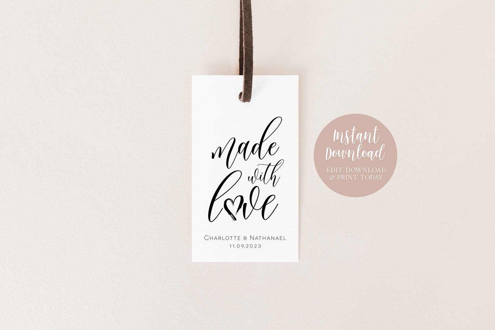 Wedding Favor Tag Template Made With Love Tag Printable - Etsy