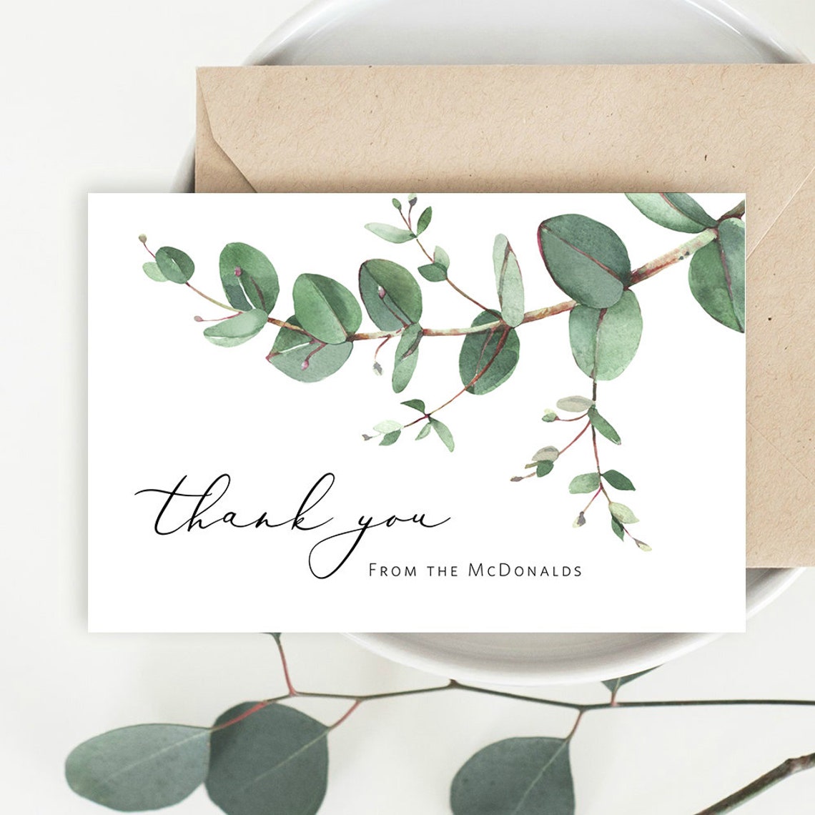 Eucalyptus Thank You Card, Thank You Card Printable, Thank You Card ...