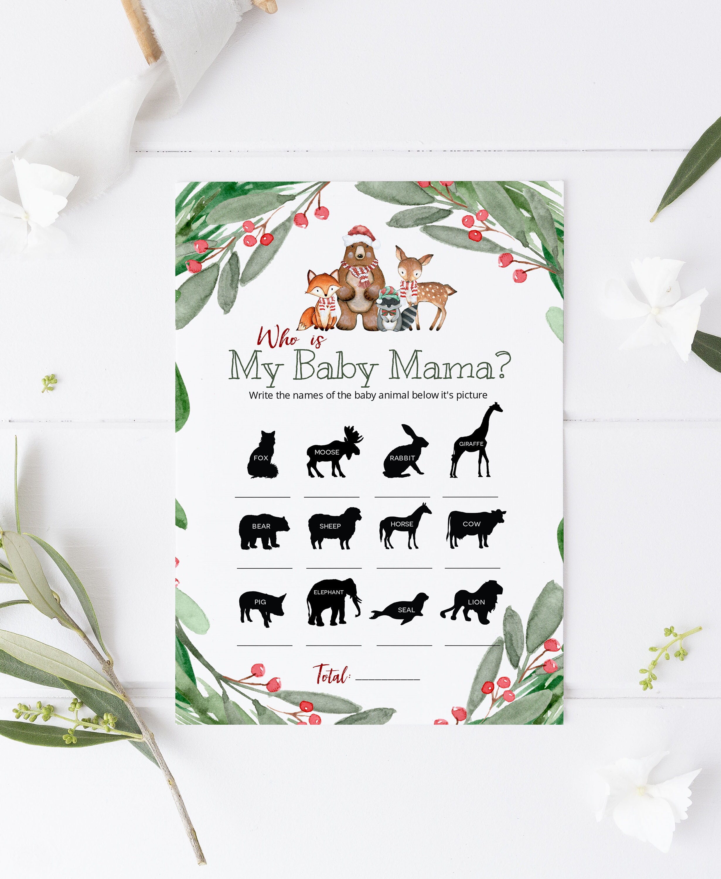 Baby Animal Names Baby Shower Game Christmas Baby Shower - Etsy