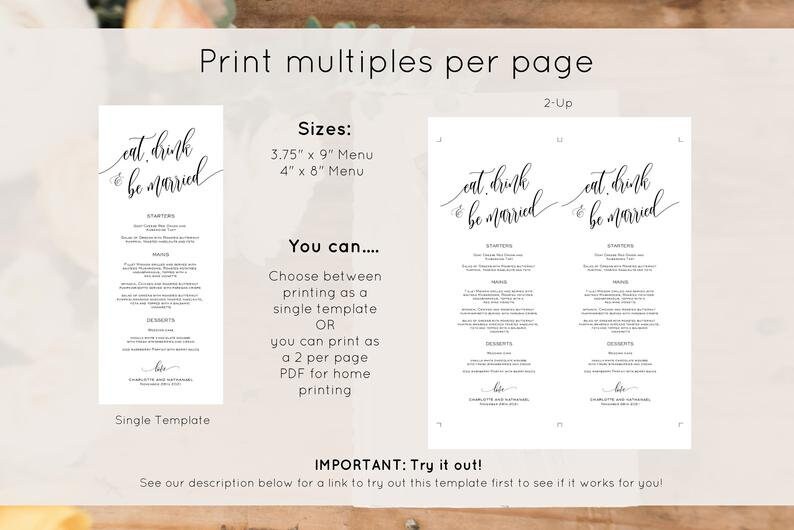 Bohemian Menu Card Printable Menu Card Menu Template Boho | Etsy