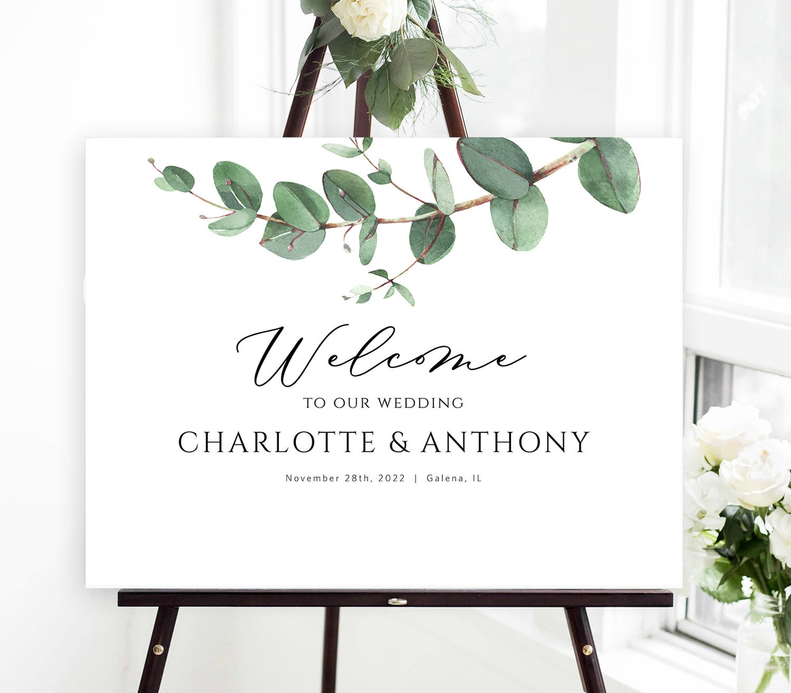Wedding Welcome Sign Eucalyptus Welcome Poster Templett | Etsy