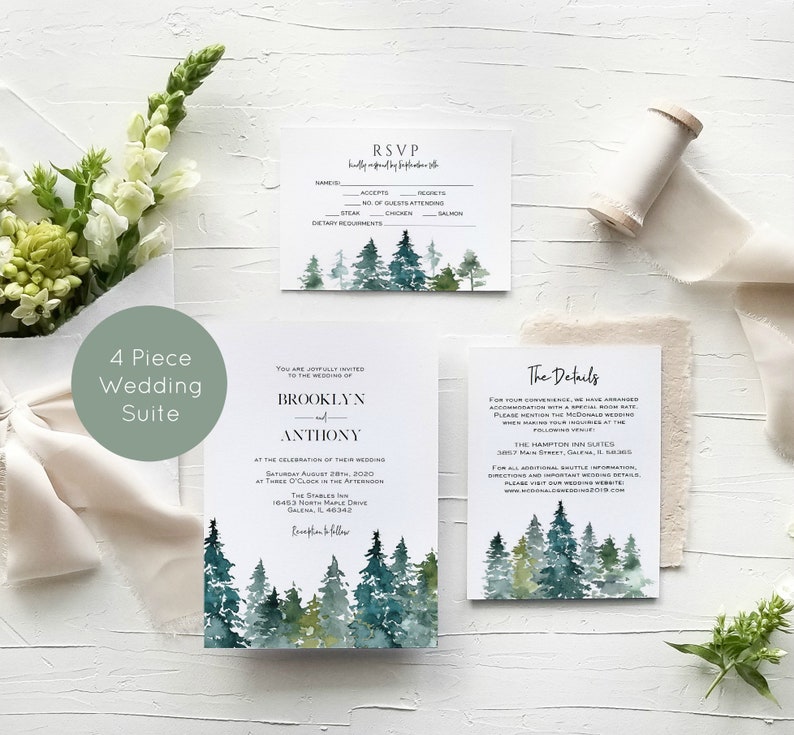 Trees Wedding Invitation Forest Wedding Invitation Printable - Etsy