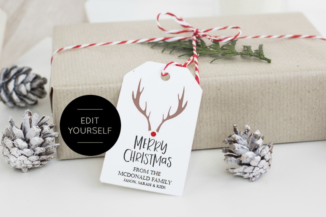 Christmas Reindeer Tag Template, Rustic Christmas Gift Tags ...
