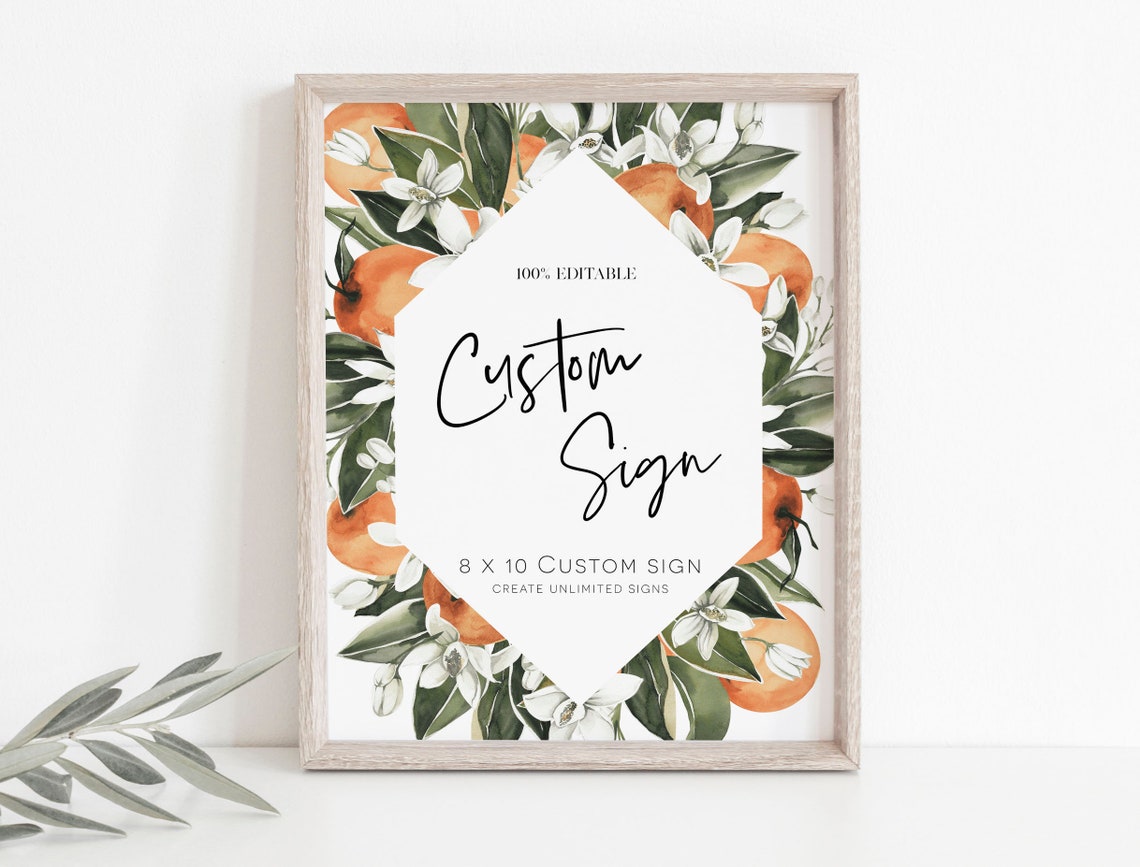 Citrus Custom Sign portrait and Landscape Editable Sign - Etsy