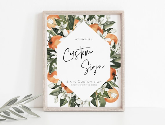 Citrus Custom Sign portrait and Landscape Editable Sign - Etsy