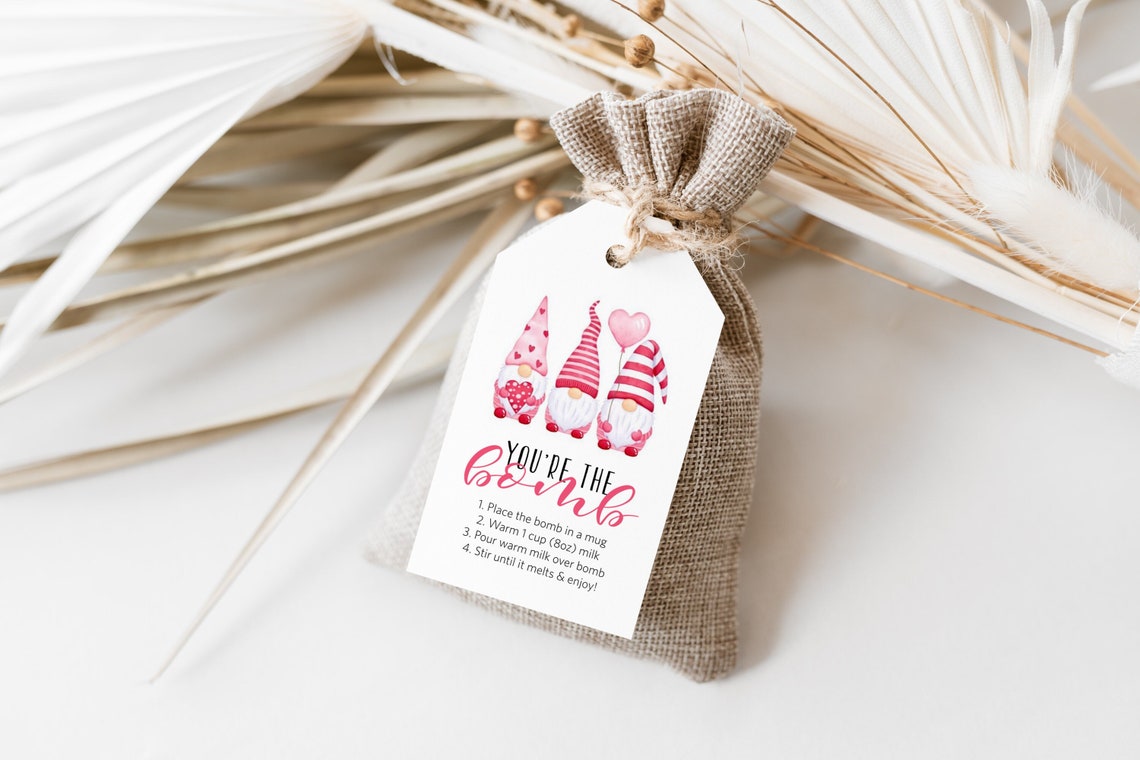 Valentines Day Chocolate Bomb Tag Gnomes Hot Cocoa Bomb Tag - Etsy