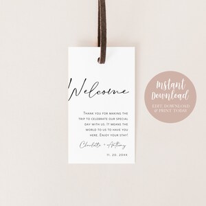 Welcome Tags, Wedding Welcome Tag Template, Large Printable Favor Tag ...