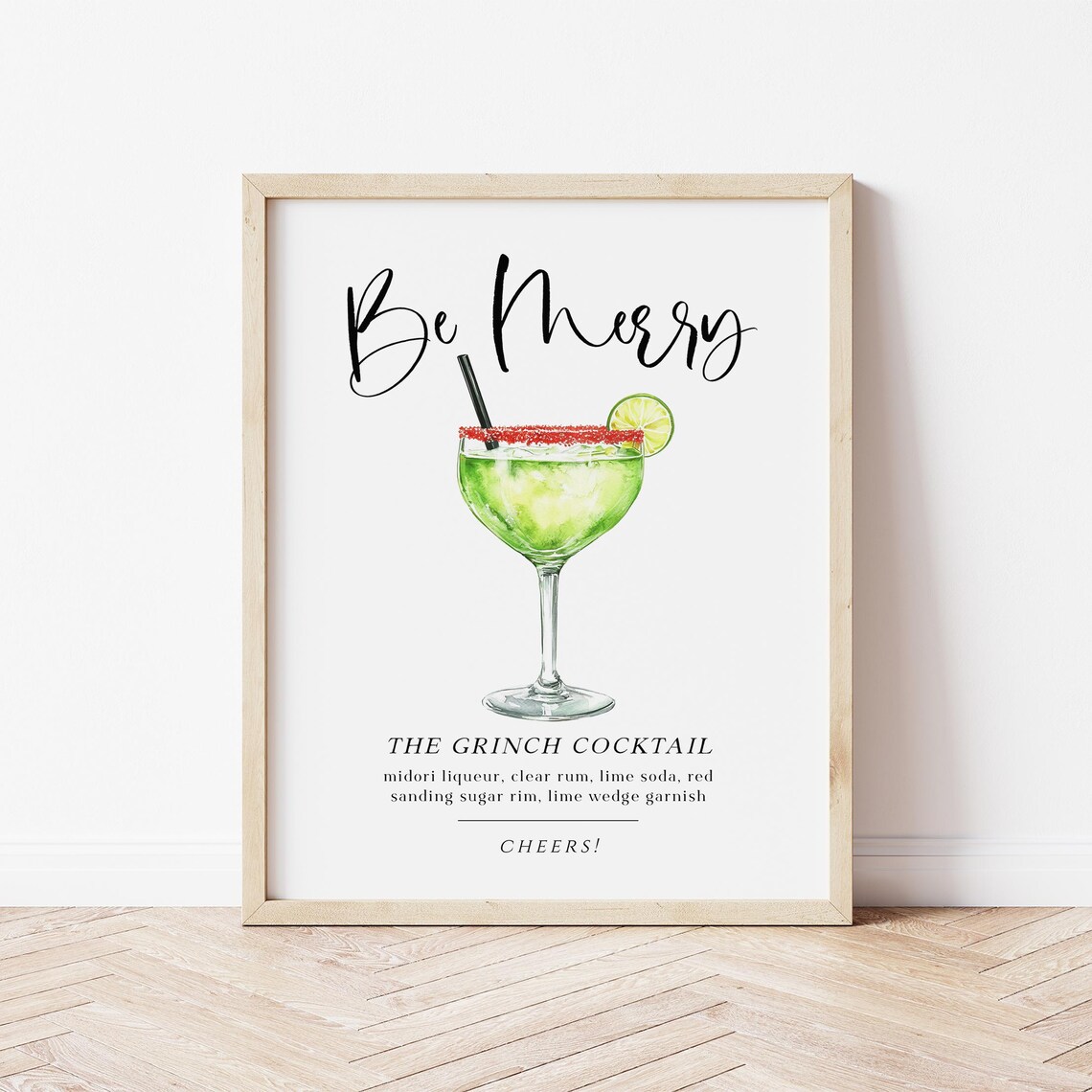 Christmas Cocktail Bar Sign, Holiday Drink Menu Template, Signature ...