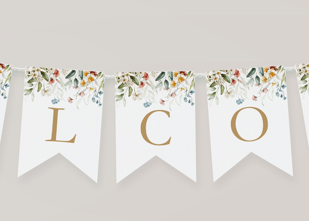 Wildflower Baby Shower Banner, Floral Bridal Shower Decorations ...