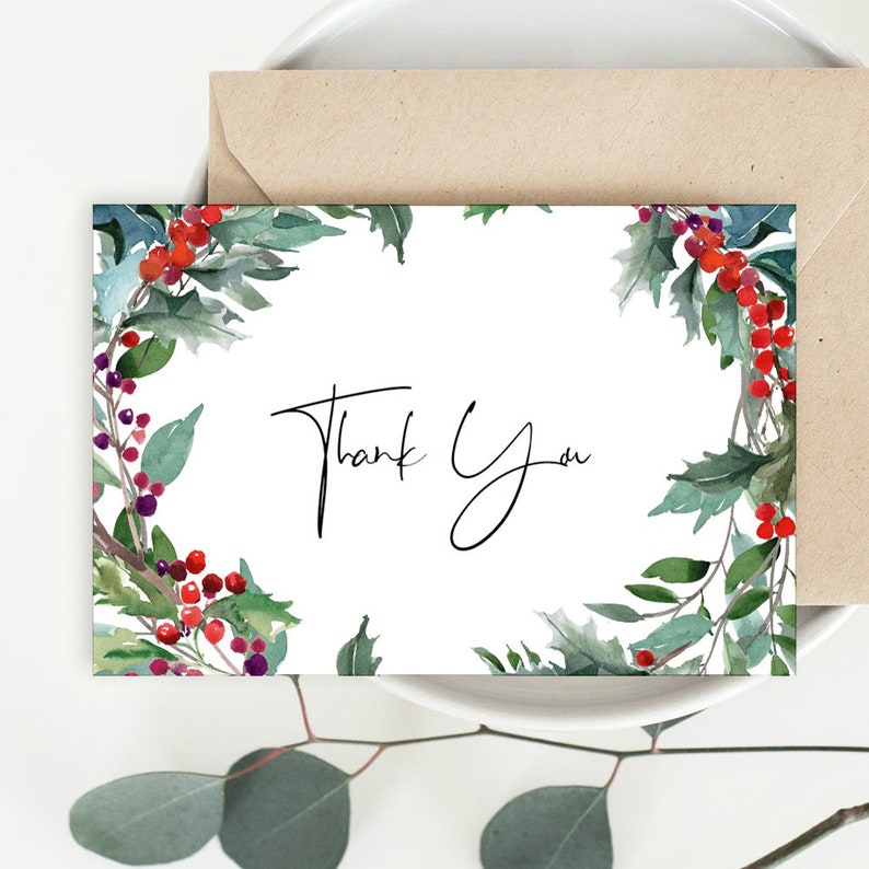 Christmas Thank You Card Printable Thank You Folded Thank - Etsy