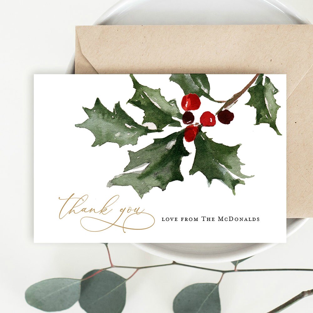 Christmas Thank You Card Template Thank You Card Printable - Etsy