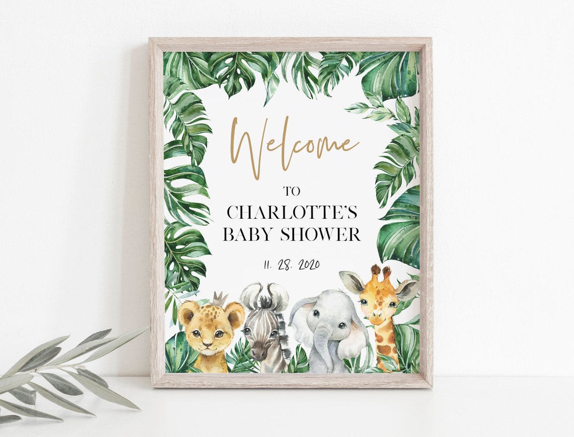 Jungle Welcome Sign Poster, Shower Welcome Sign, Safari Welcome Sign ...