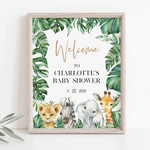Jungle Welcome Sign Poster, Shower Welcome Sign, Safari Welcome Sign ...