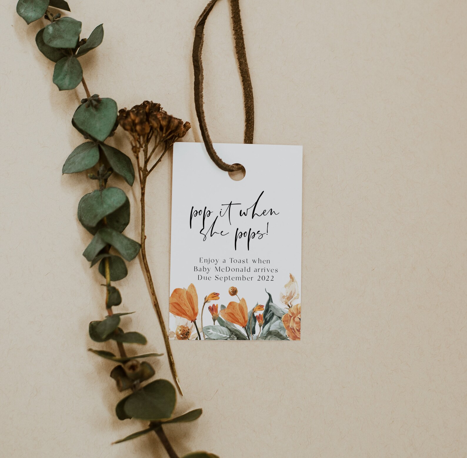 Pop It When She Pops Tag Printable Shower Favor Template - Etsy